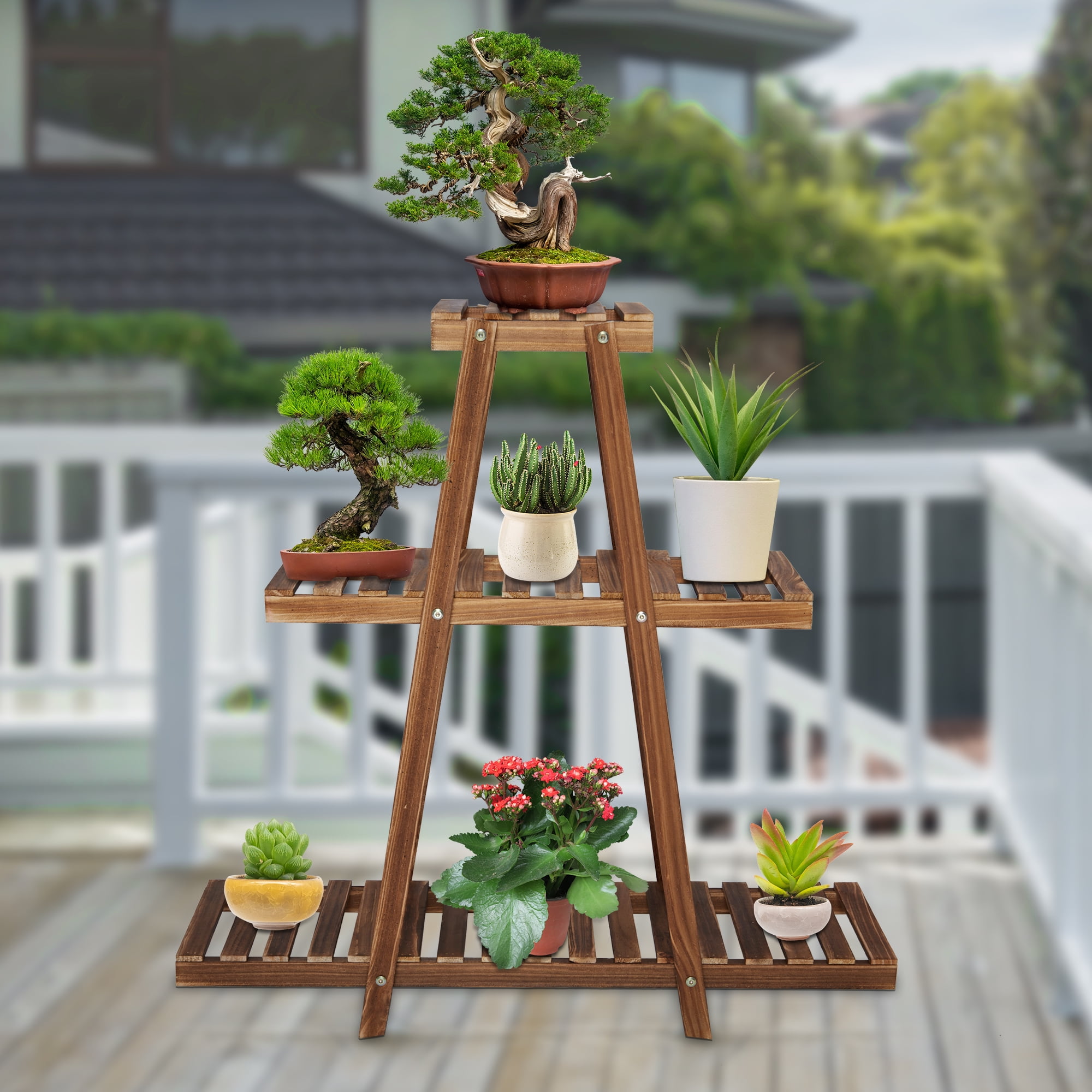 FANNYC 2/3/Windmill Plant Stand Multilayer Wooden A Shape Plant Rack ...