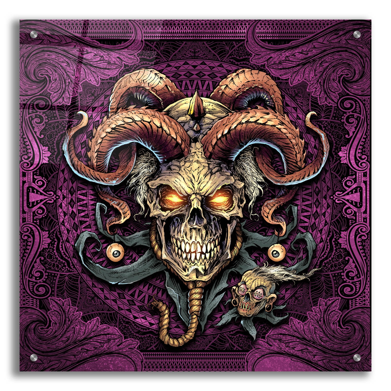 Epic Art 'Jester Skull With Horns' by Flyland Designs, Acrylic Glass ...