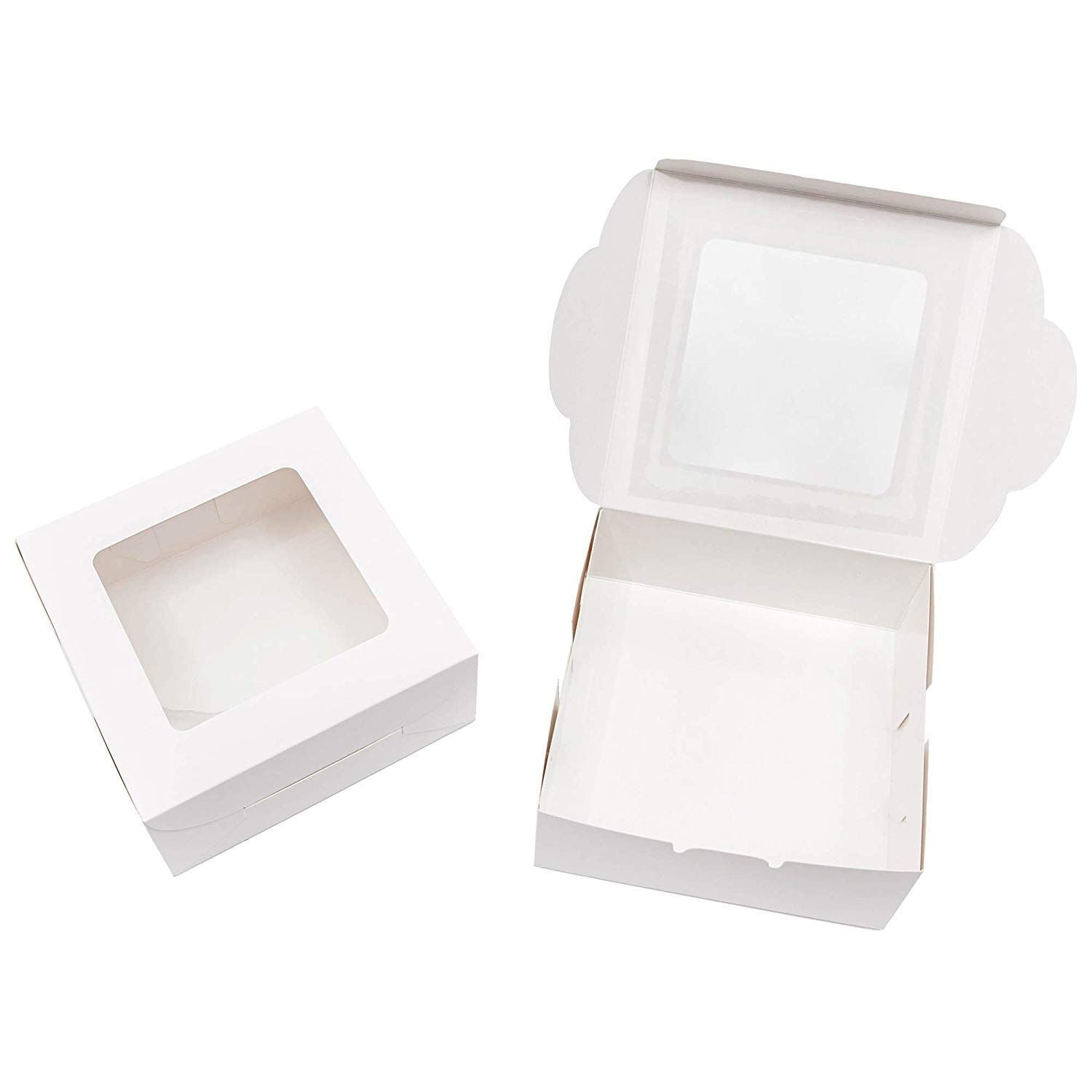 50 Packs 6x6x2.5 Inch Pastry Bakery Dessert Boxes with Window ...