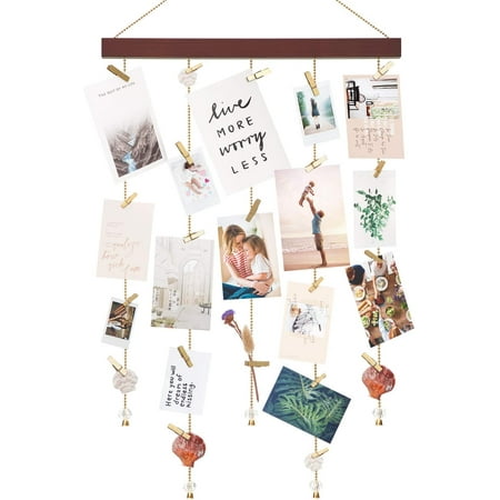 Hanging Photo Display Wall Hanging Picture Holders with 25 Wood Clips ...