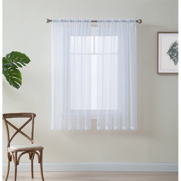 THD Sheer Voile Window Treatment Rod Pocket Curtain Panels for Bedroom ...