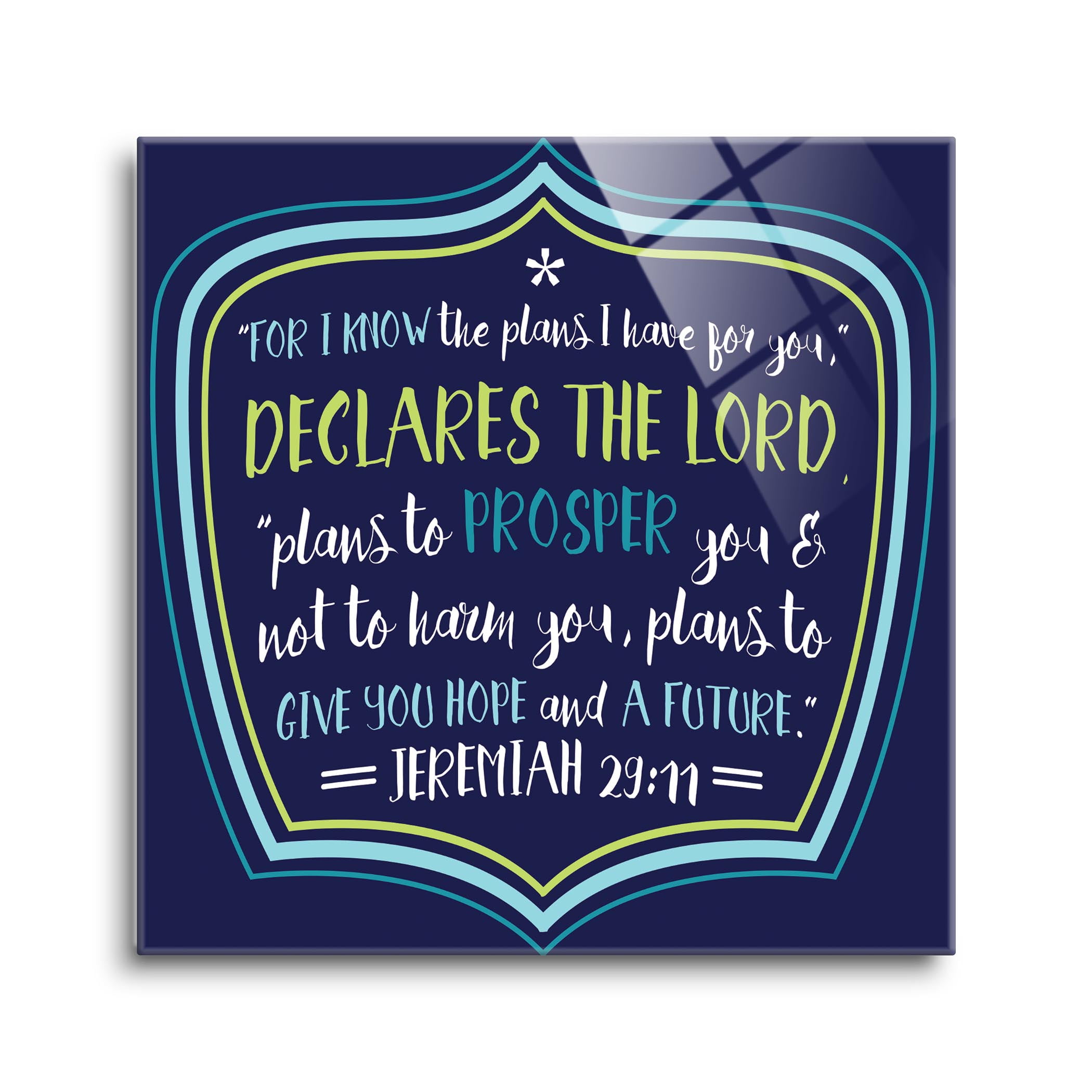 Plans Hope Future Bright Indigo 24 x 24 Glass Wall Hanging Sign ...