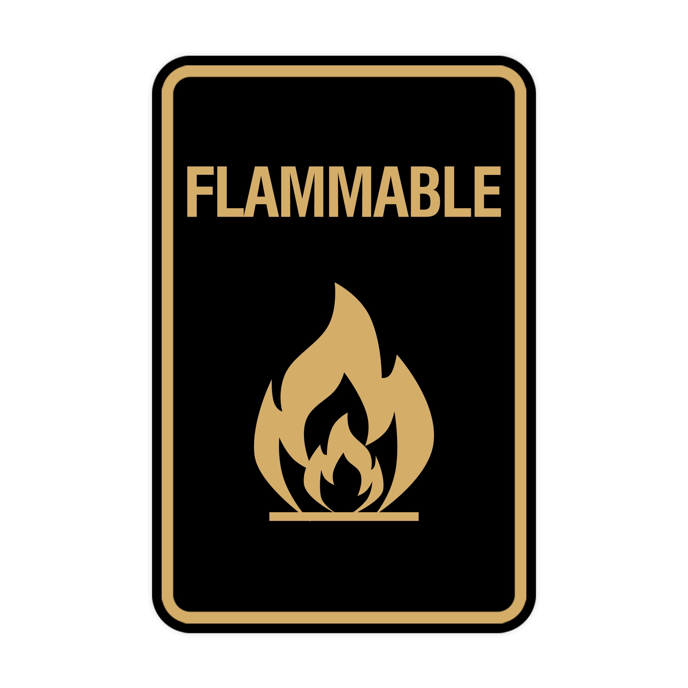 Signs ByLITA Portrait Round Flammable Sign (Black Gold) - Large ...