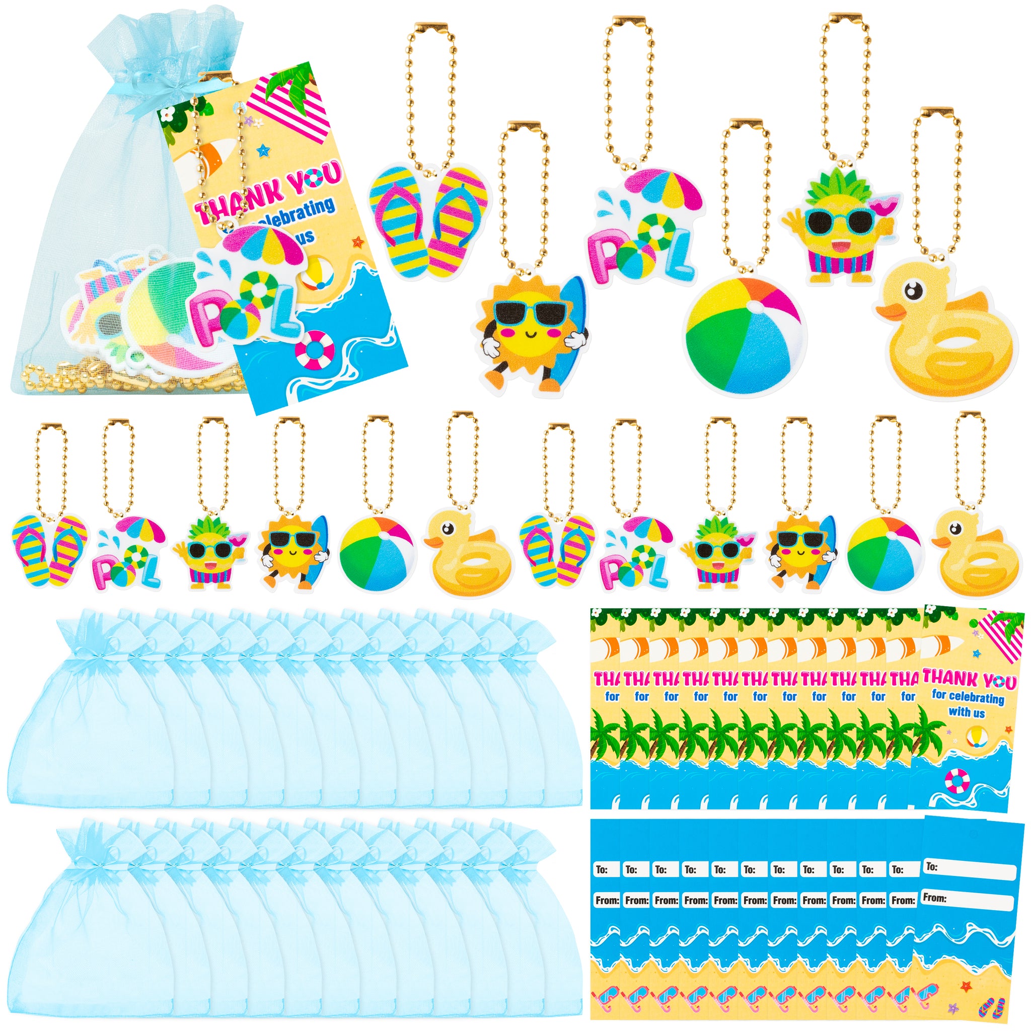 OSNIE Pool Party Favors, Beach Ball Flip Flops Mini Duck Keychain, Swim ...