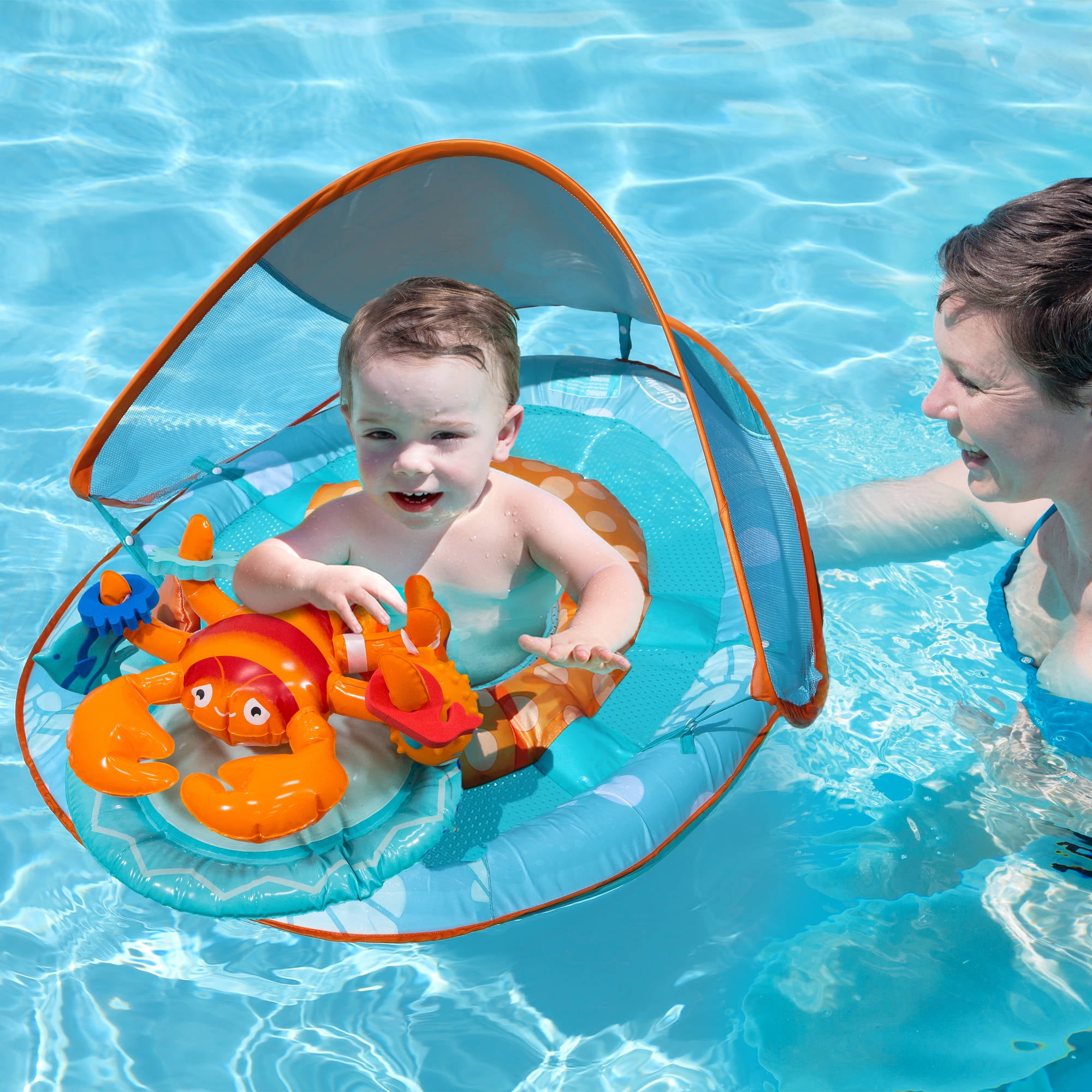 Toys & Games Swimways Swimming Pool Baby Tug Boat With Removable Canopy ...
