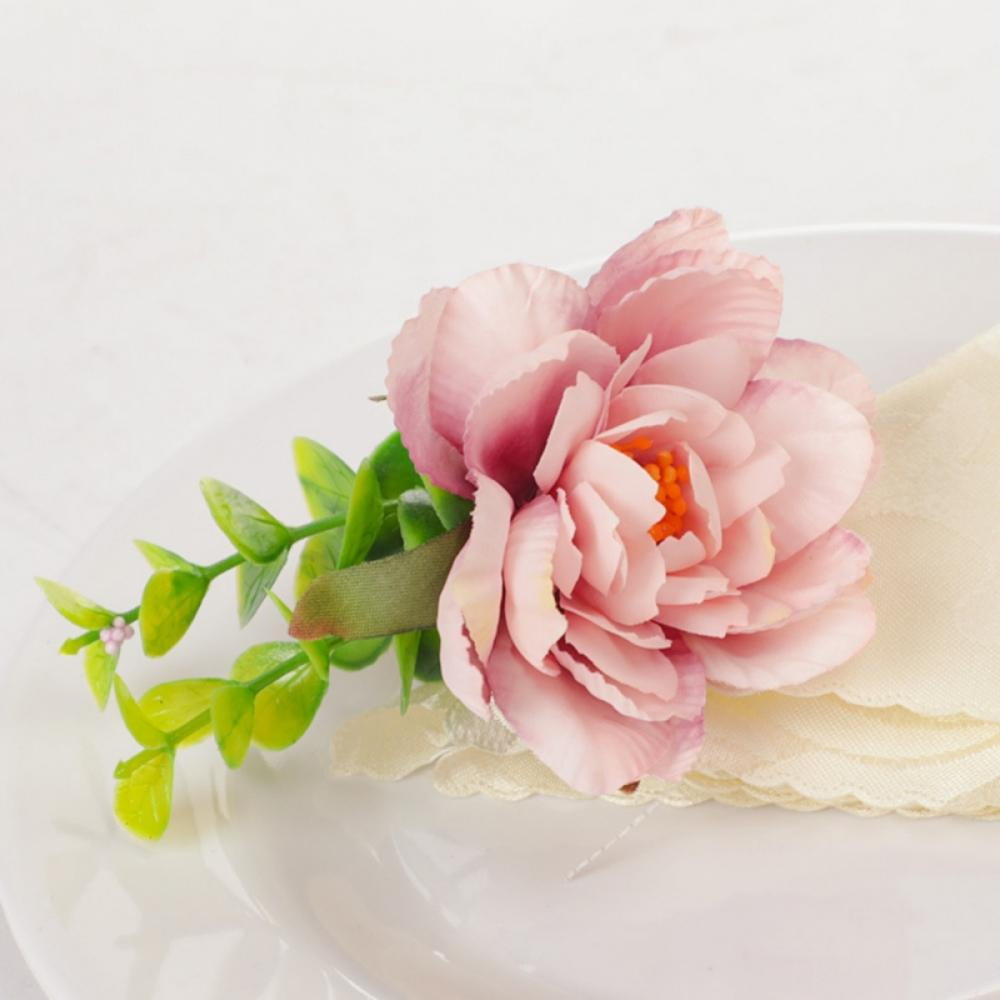 Flower Napkin Rings Set of 4, Rose Napkin Holder Rings Table ...
