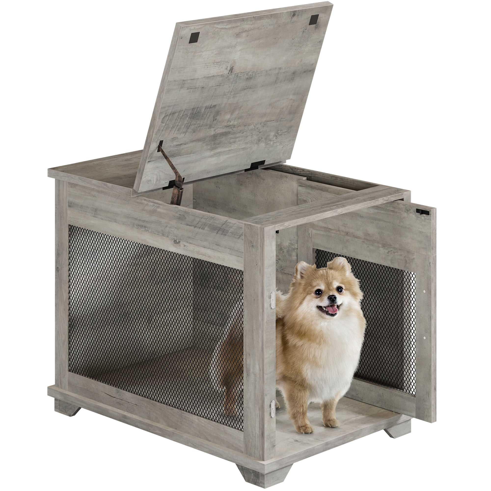 Dog Crate Furniture with Flip Top, Wooden Dog Crate, Style Dog Kennel ...