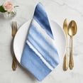 Blue Stripes Cloth Napkins, Watercolor Retro Ombre Abstract Tie Dye Art ...