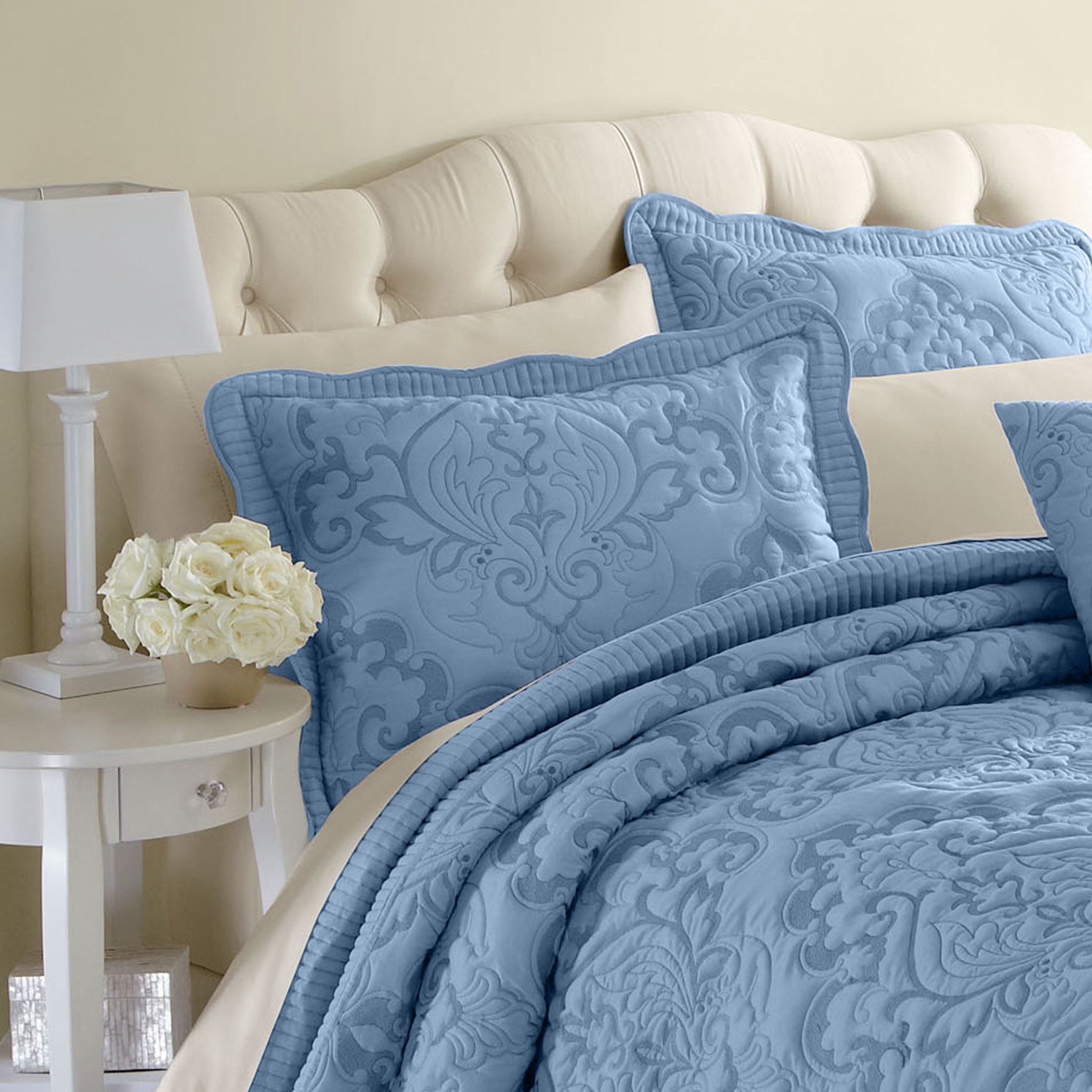 Elegant Floral Embroidered Bedspread MODERN HEIRLOOM Heather ...