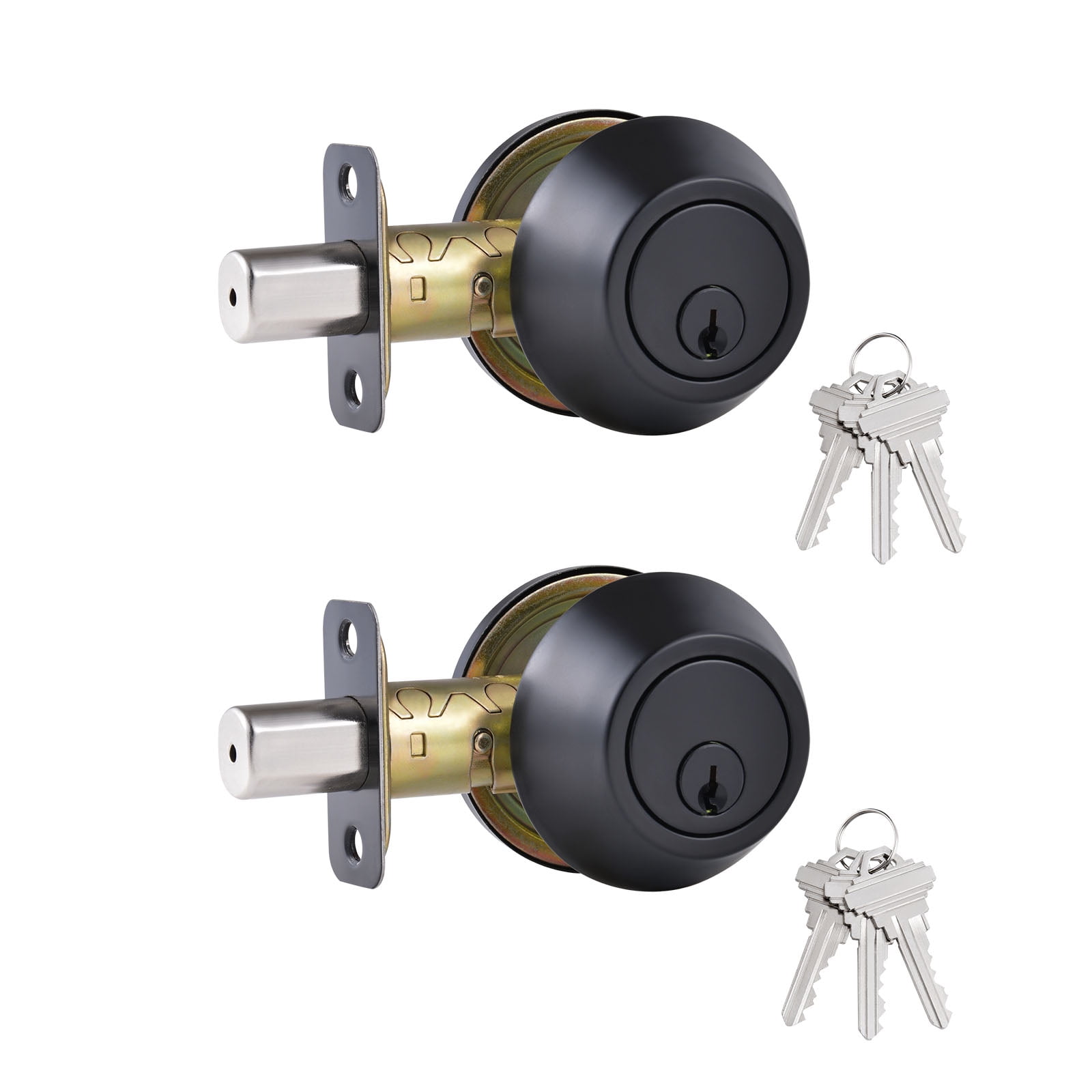Decor Mo 1 Side Keyed Deadbolt Lock single Cylinder Dead Bolt  Matte Black  2 Pack 2 Pack