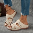 Beige Womens Wedge Slide Sandals Open Toe Adjustable Strap Perforated ...