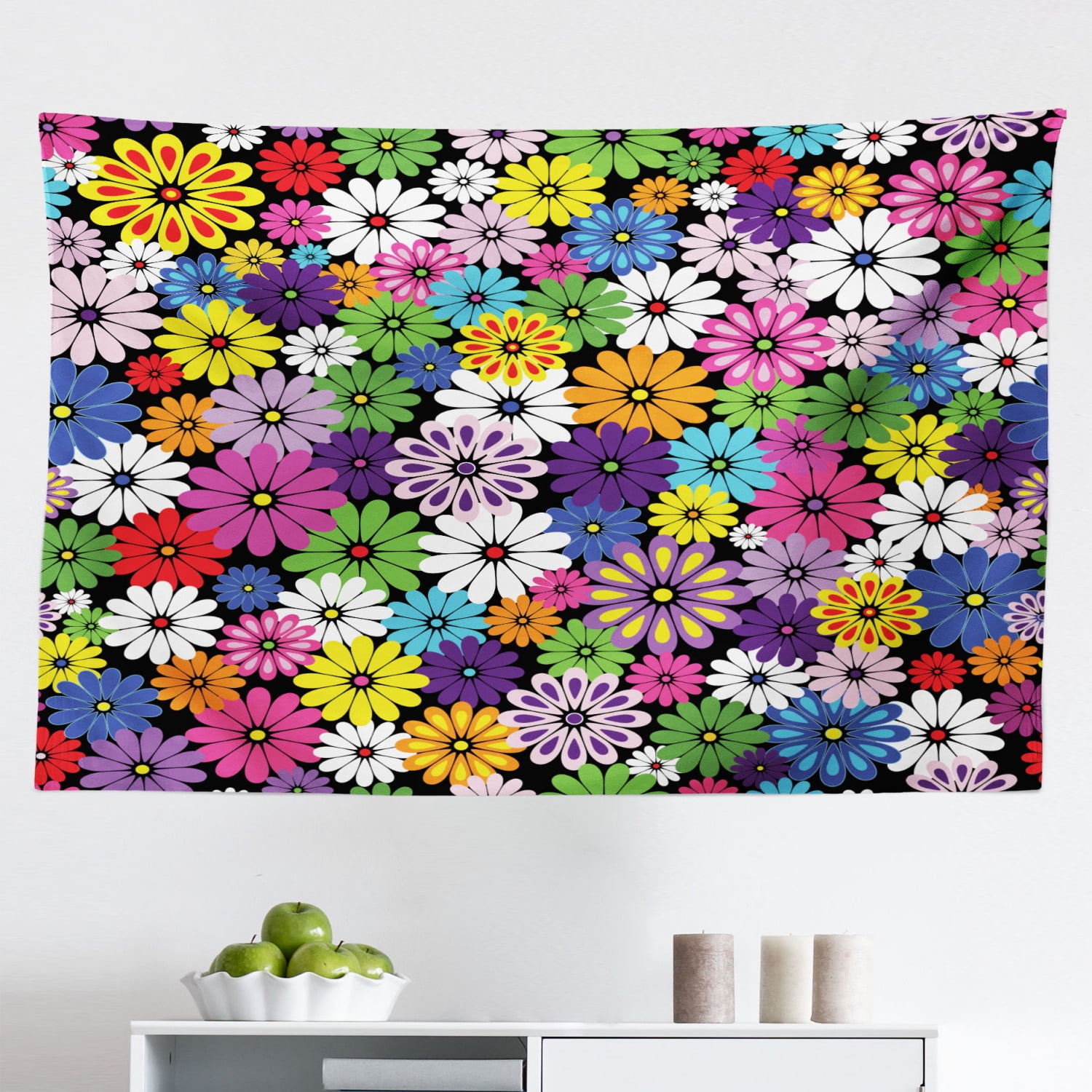 Flower Tapestry, Lilac Flowers Blossoms in Spring Romantic Meadow Happy ...