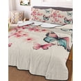Butterfly Floral Quilts Bedding Set California King Watercolor Pink ...