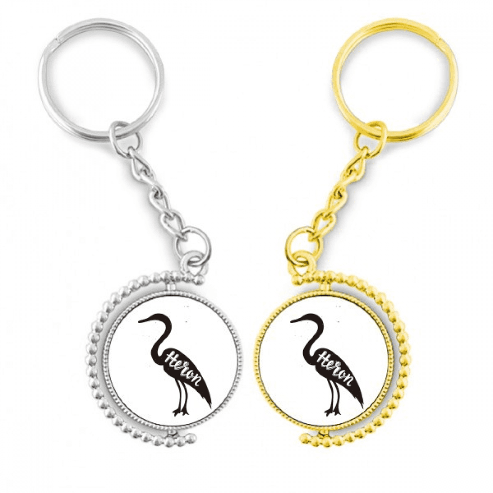 Grey Heron Black And White Animal Rotating Rotating Key Chain Ring ...