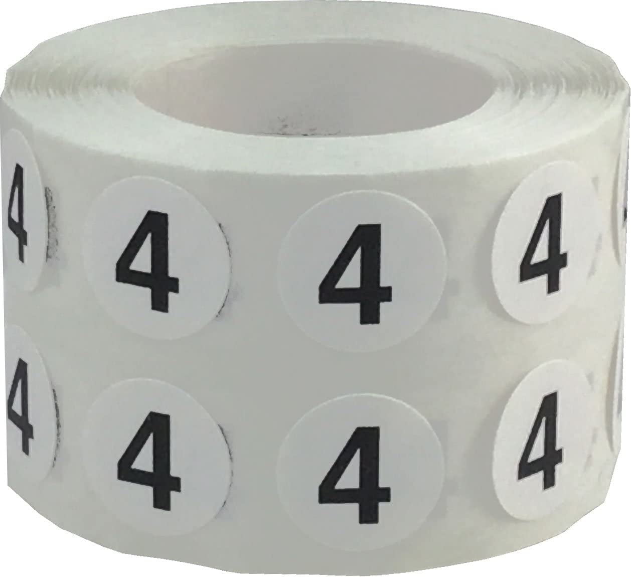 Number 4 Circle Labels, 13 mm 1/2 Inch Inventory Stickers 1000 Pack ...