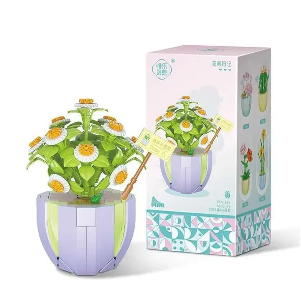 Blocks Pot Plants City Daisy Prickly Pear Lily Jasmine Rose Model Toys ...