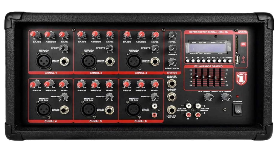 Mezcladora Amplificada 6 Canales 2306 Kaiser MIX-2306DUSB | Bodega Aurrera en línea