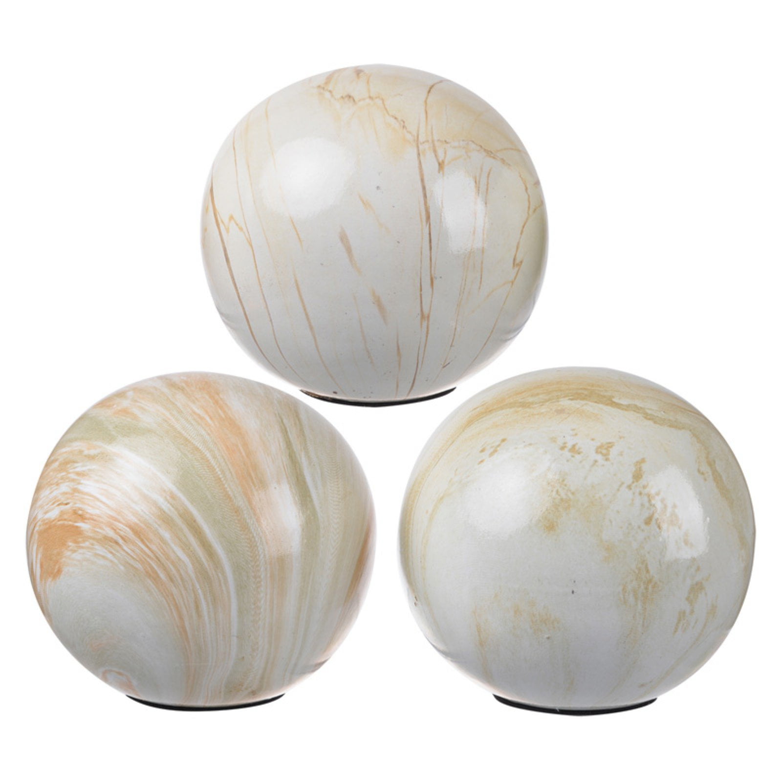 A&B Home Marbleized Ball Accents - Set of Three-Color:White,Style ...