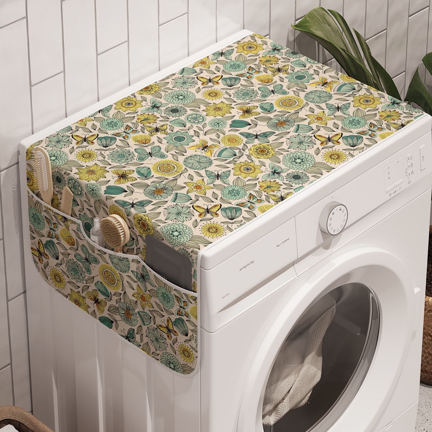 Spring Washing Machine Organizer, Tangled Design of Ornate Butterfly ...