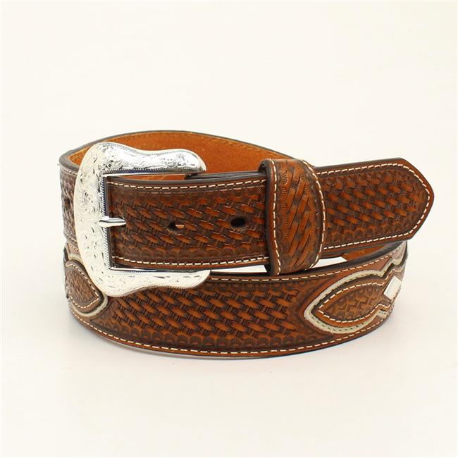Western Belt Mens Tooled Diamond Conchos Copper N2509248 - Walmart.com