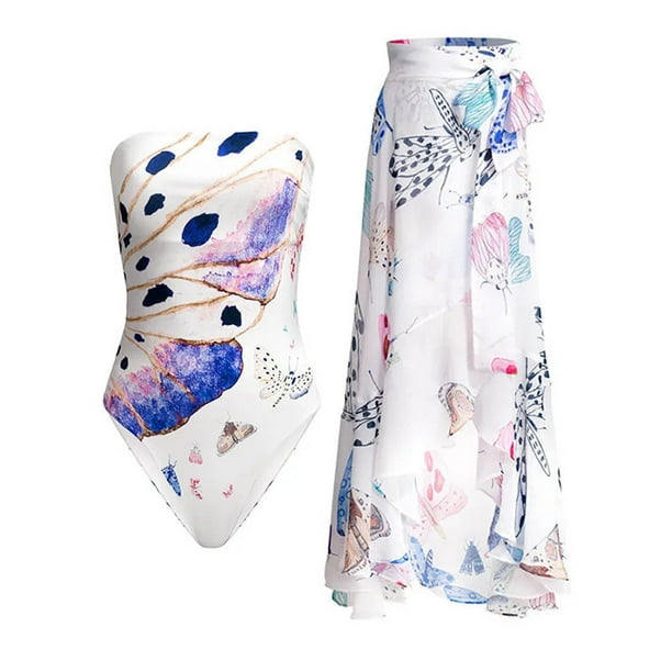 One Piece Swimsuit Women Tummy Control Ladies Fashion Retro Print Tight ...