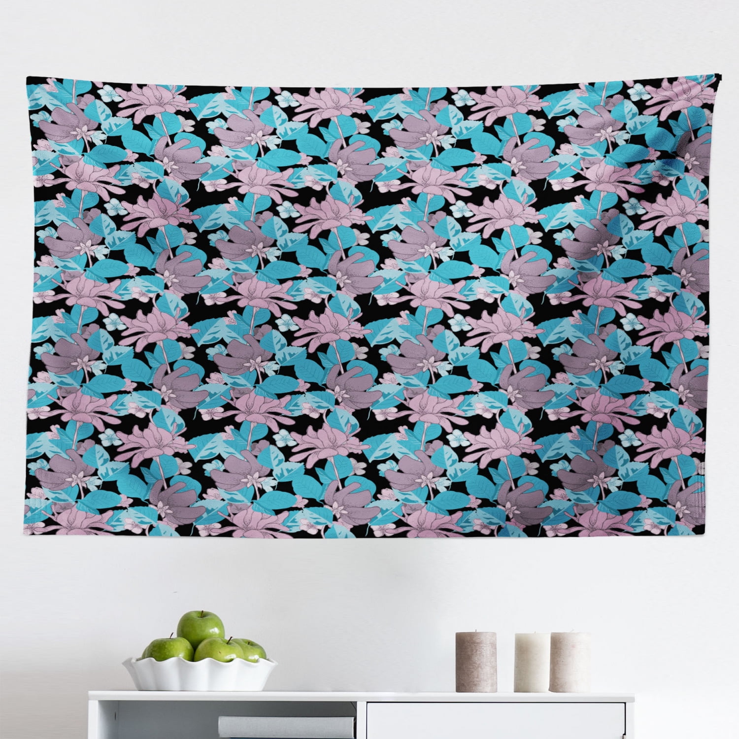 Flower Tapestry, Simplistic Flower Design Seasonal Nature Growth ...