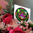 3drose, Lovely Sleepy Yellow, Green, Purple Cat Face. Funny Round ...