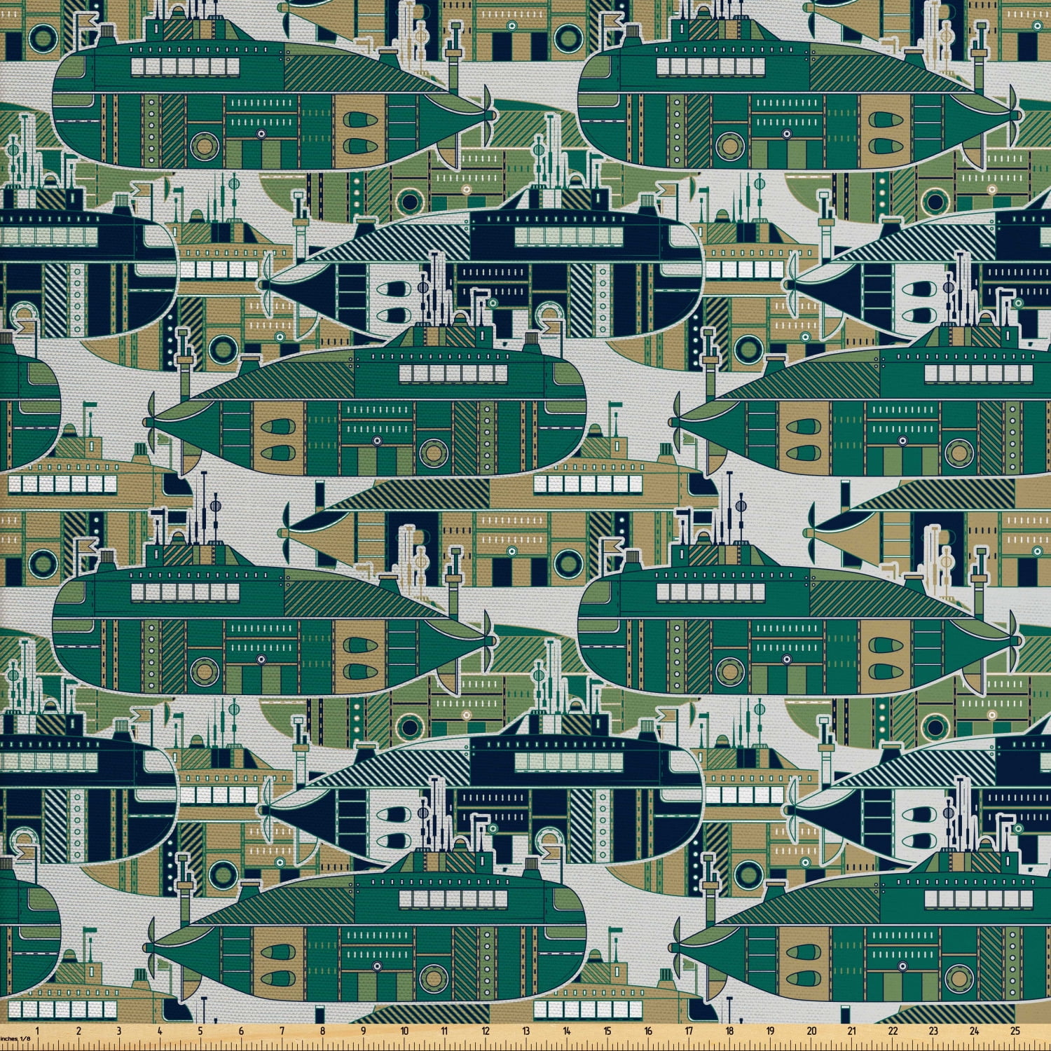 Retro Sofa Upholstery Fabric by the Yard, Old School Submarine Concept ...