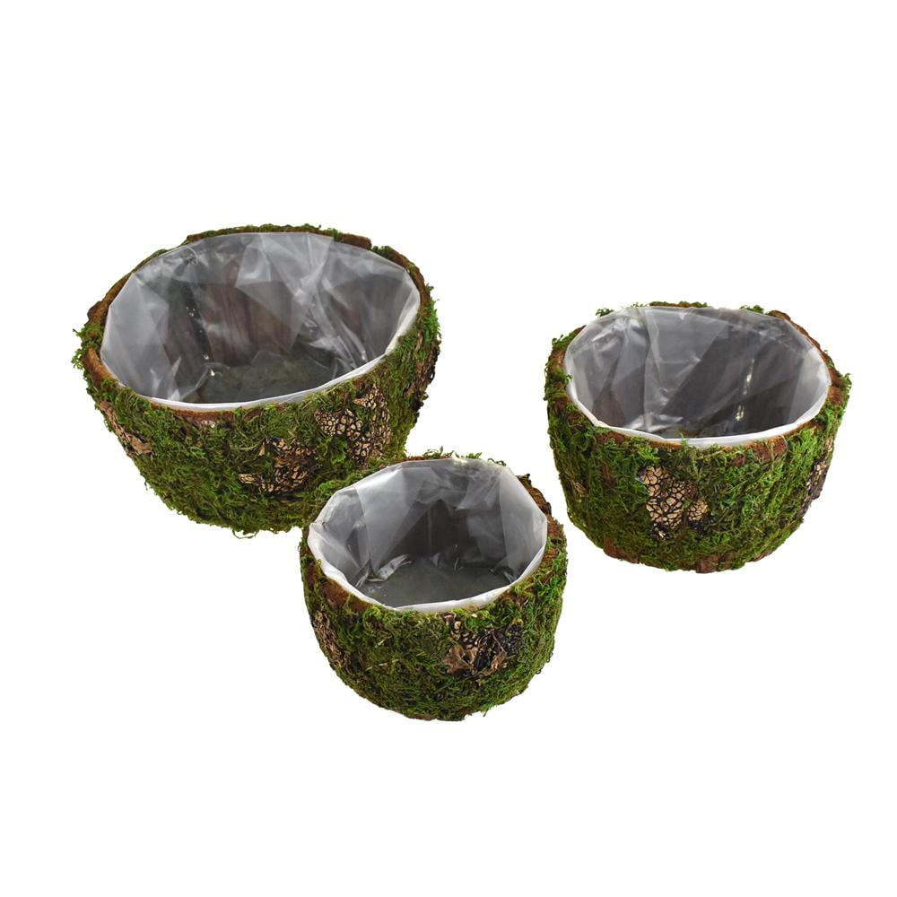 Faux Moss Covered Round Wooden Crates, 3-Piece - Walmart.com