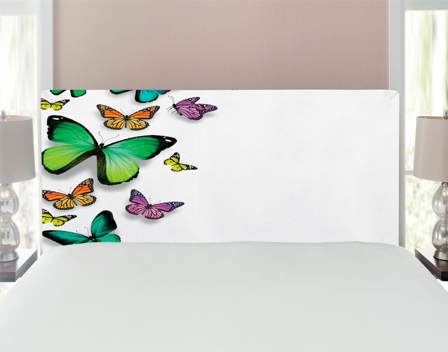 Butterfly Headboard, Different Size Butterflies on Plain Background ...