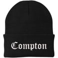 Compton Embroidered Beanie Knit Watch Skull Cap with Old English ...