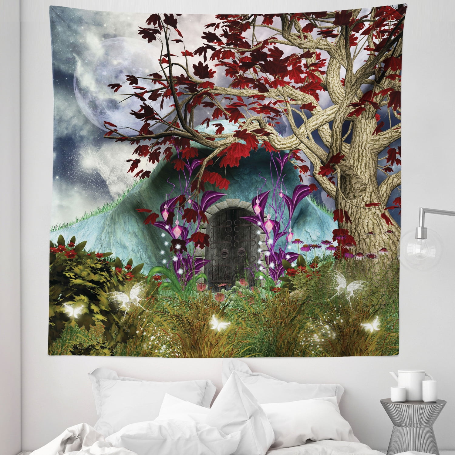 Forest Tapestry, Dark Gothic Themed Scene with Magic Tree and Secret ...