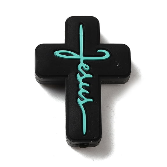30pc Silicone Beads with Word Jesus Pink 30x22x8mm Hole: 2.5mm ...