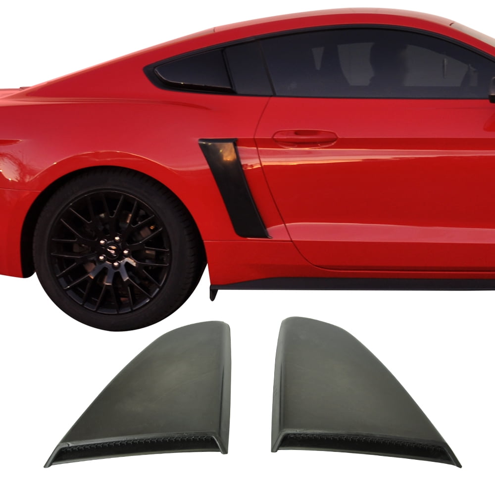 Ikon Motorsports Compatible with 15-23 Mustang Unpainted Rear Quarter Side Window Louvers Scoop ...