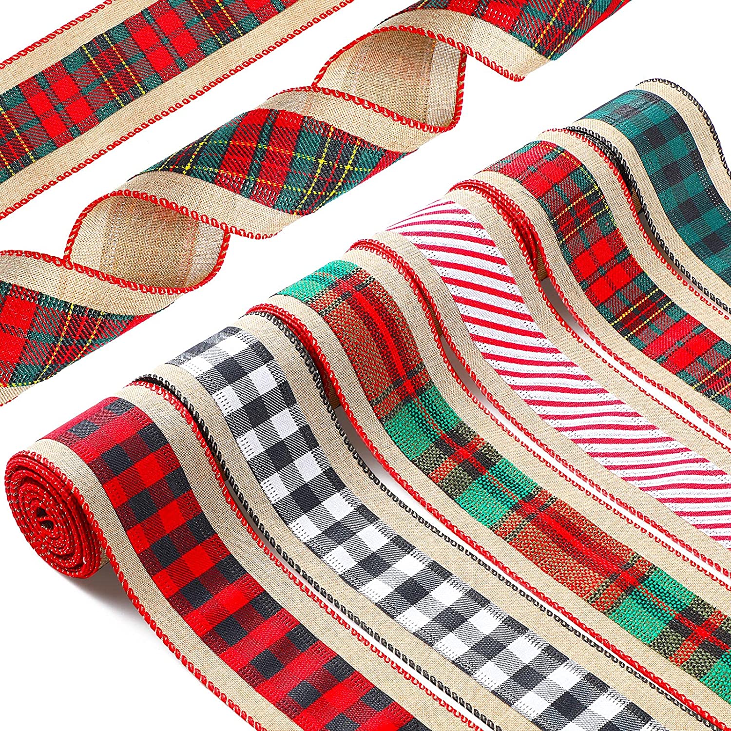 CHRISTMAS 5 YARDS-2.5 Wide Wire Edge Ribbon Ribbon Cord & Lacing etna ...