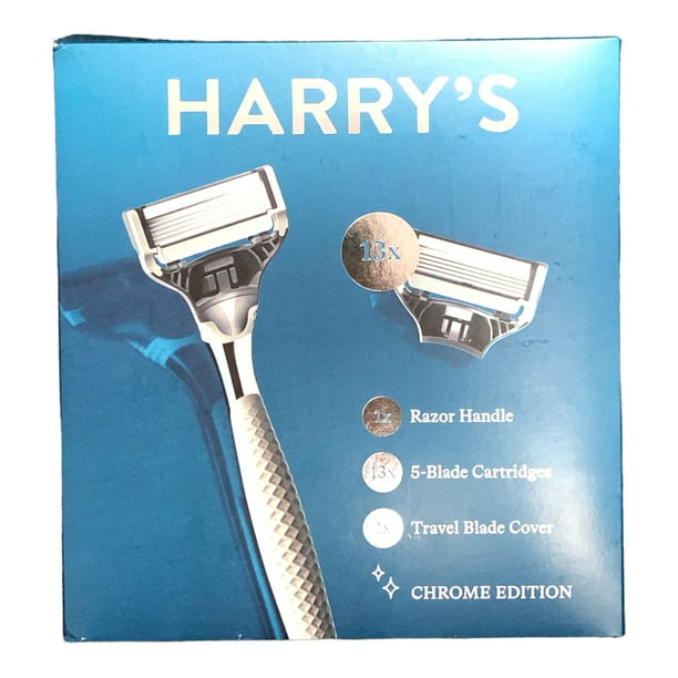 Harry's Chrome Edition Men's Razor, 1 Handle + 13 Refills + 1 Travel ...