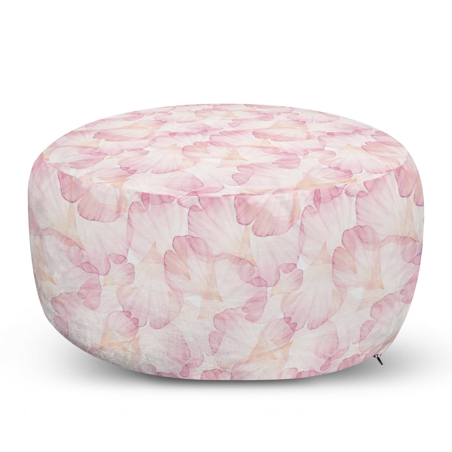 Pastel Pouf Cover with Zipper, Soft Pink Flower Petals Watercolor ...