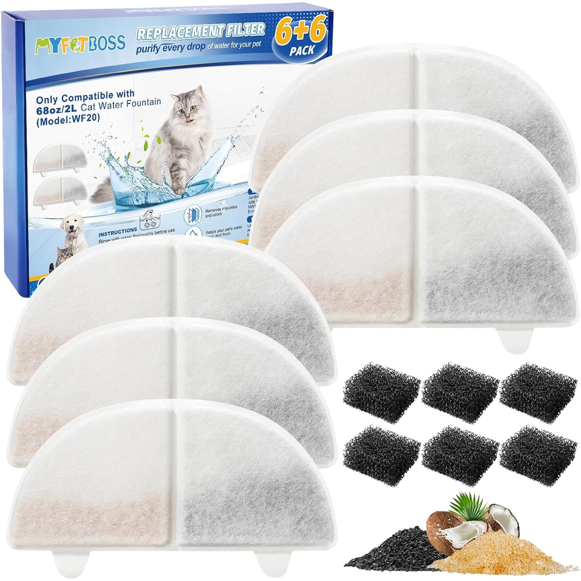 Click here for Myfatboss 6 Pack Pet Fountain Filter Replacement W... prices
