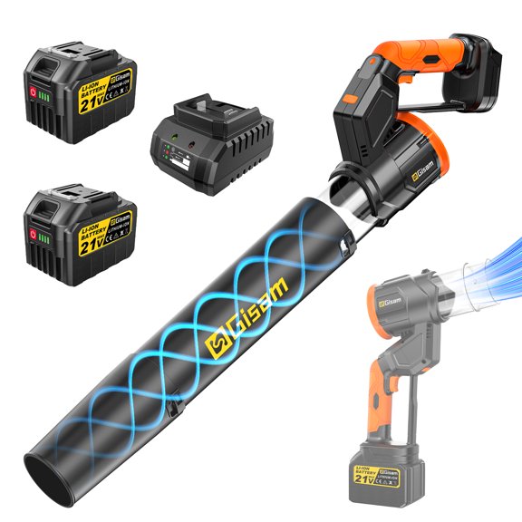 Saker Cordless Leaf Blower with 2x 5.2Ah Batteries, 650CFM, 150MPH, 3 ...