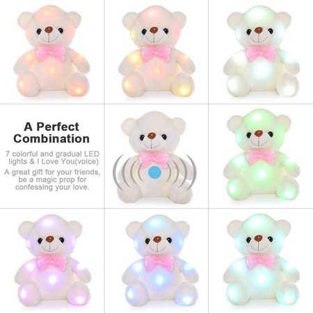 Talking Teddy Bear Glowing Plush Toys Light up Bear Toy with Colorful ...