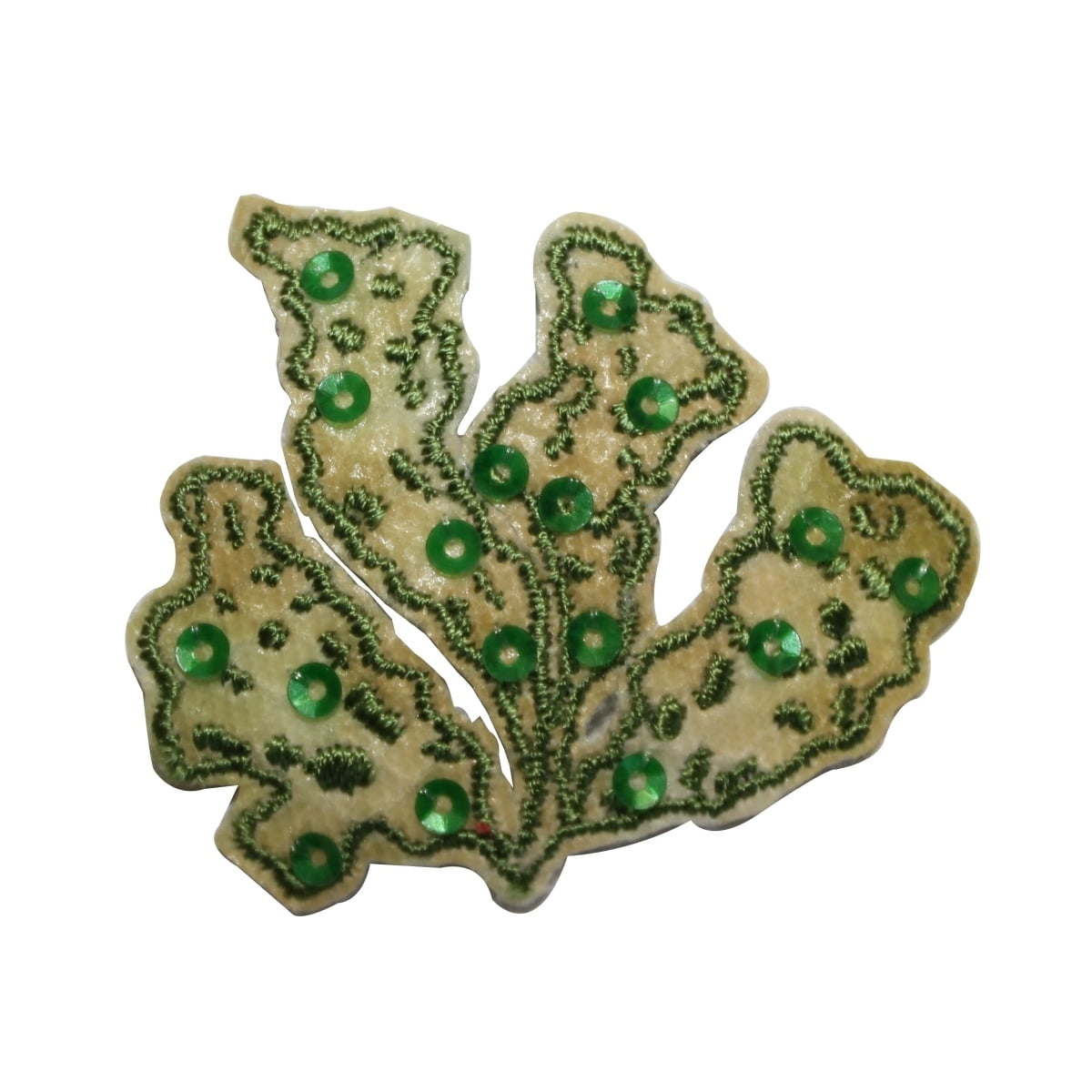 ID 0261 Green Coral Sequins Patch Sea Life Embroidered Iron On Applique ...