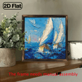 1pc, Classic Impasto Oil Painting Sailboats at Sea Frame Wooden Sign ...