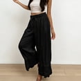 Ashyfjp Casual Cropped Jogger Pants for Women Solid Color Ruffle ...