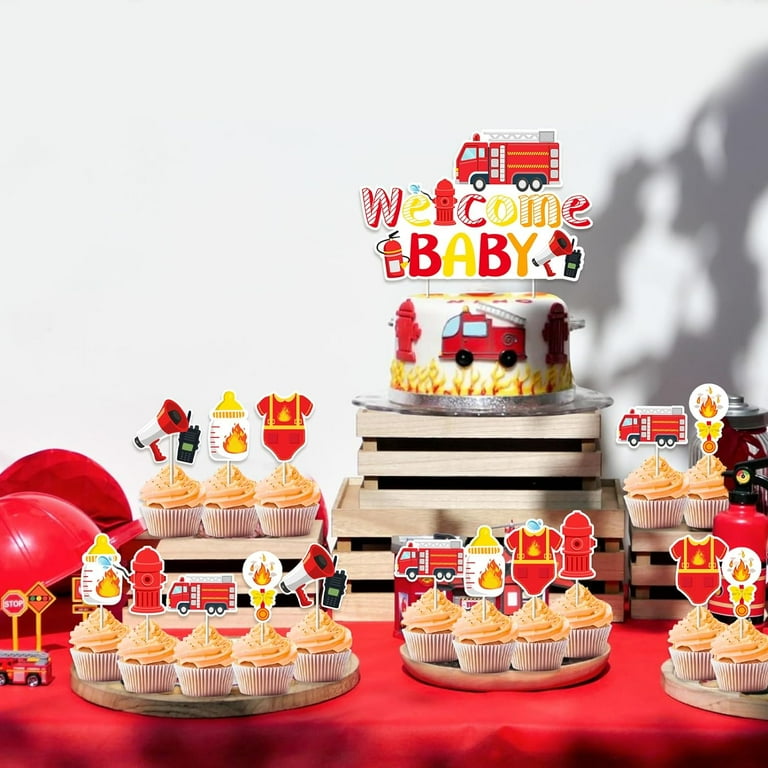 Fire Engine Baby Shower Fired Up Fire Truck Firefighter Baby Shower