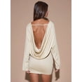 Apricot Long Sleeve Loose Cowl Back Mini Dress For Cocktail Party ...