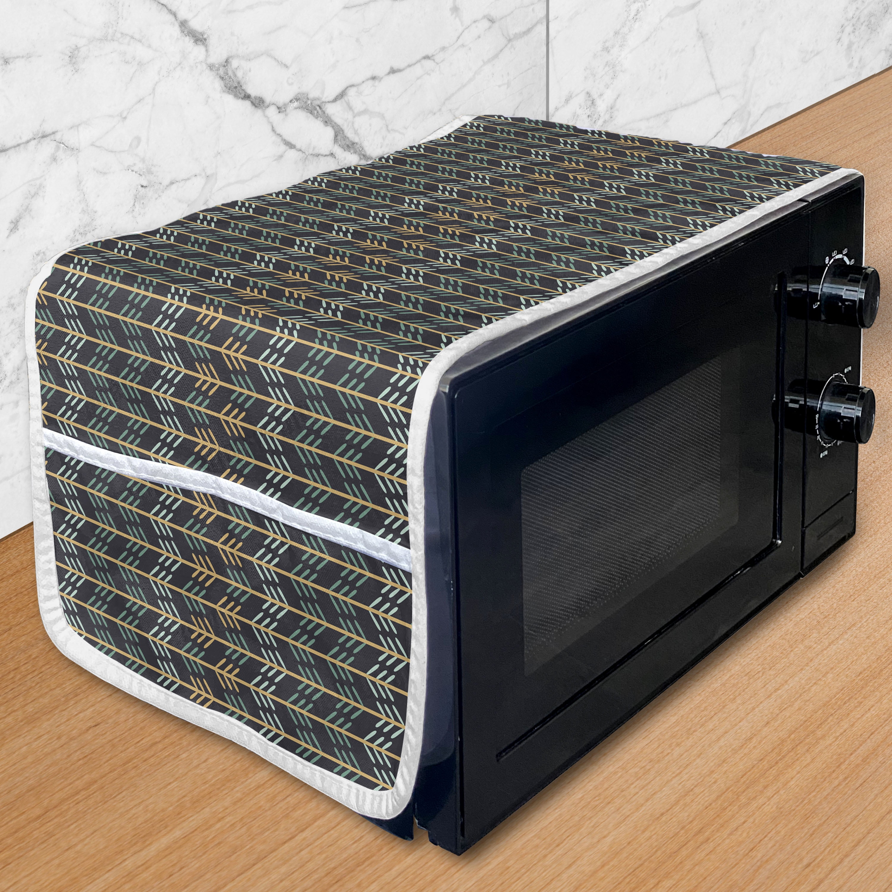 Herringbone Microwave Oven Cover, Nature Inspired Image with Vertical ...