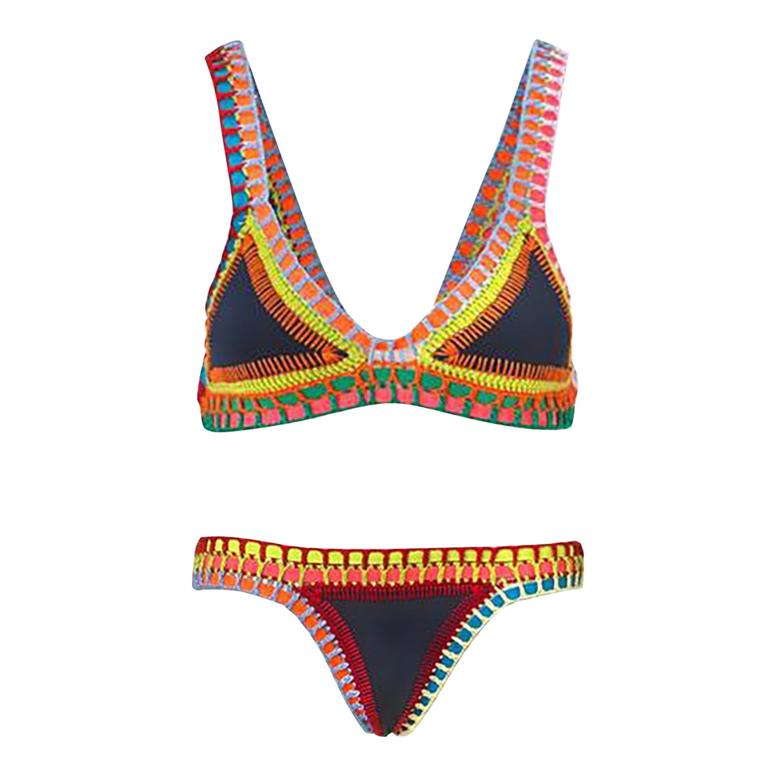 MKLEKYY Trajes De Baño Completo Mujer Women'S Knitted Seashell Triangle Bralette Crochet ...