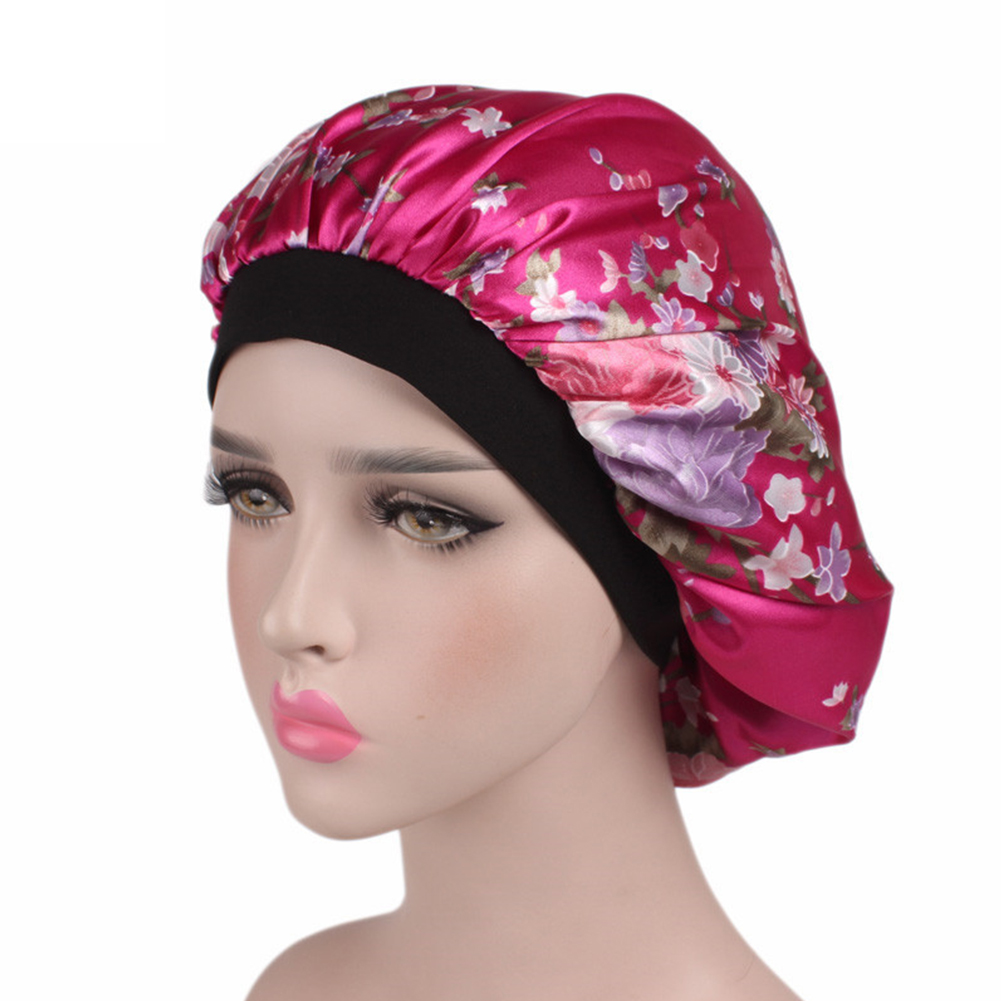 Soft Satin Hair Bonnet for Women Girls Silk Sleeping Showering Washing ...