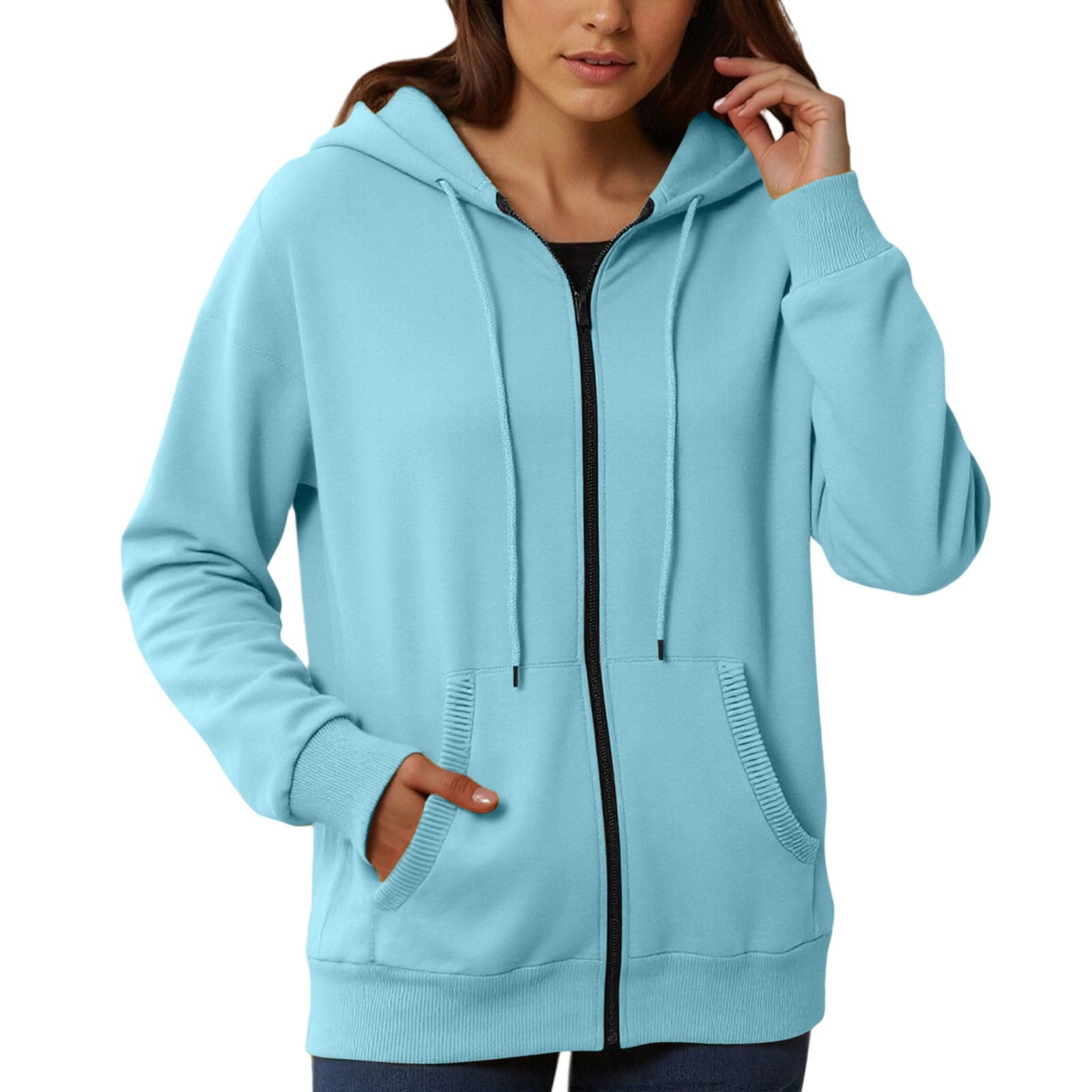 Click here for Aocisk Womens Zip Up Hoodie Fashionable Casual Poc... prices