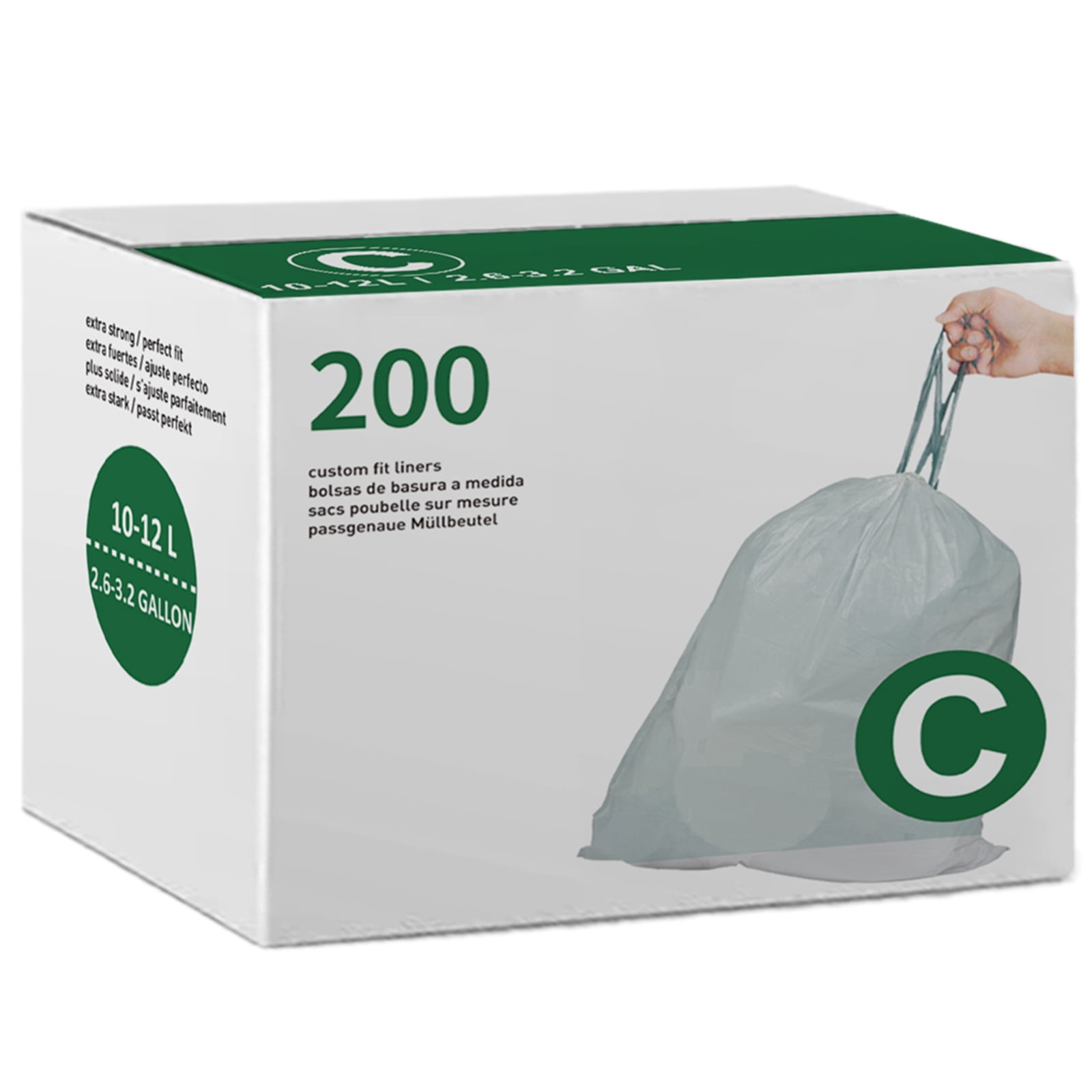 Reliable1st 200 Count 3.2 Gallon Drawstring Trash Bag White Drawstring ...
